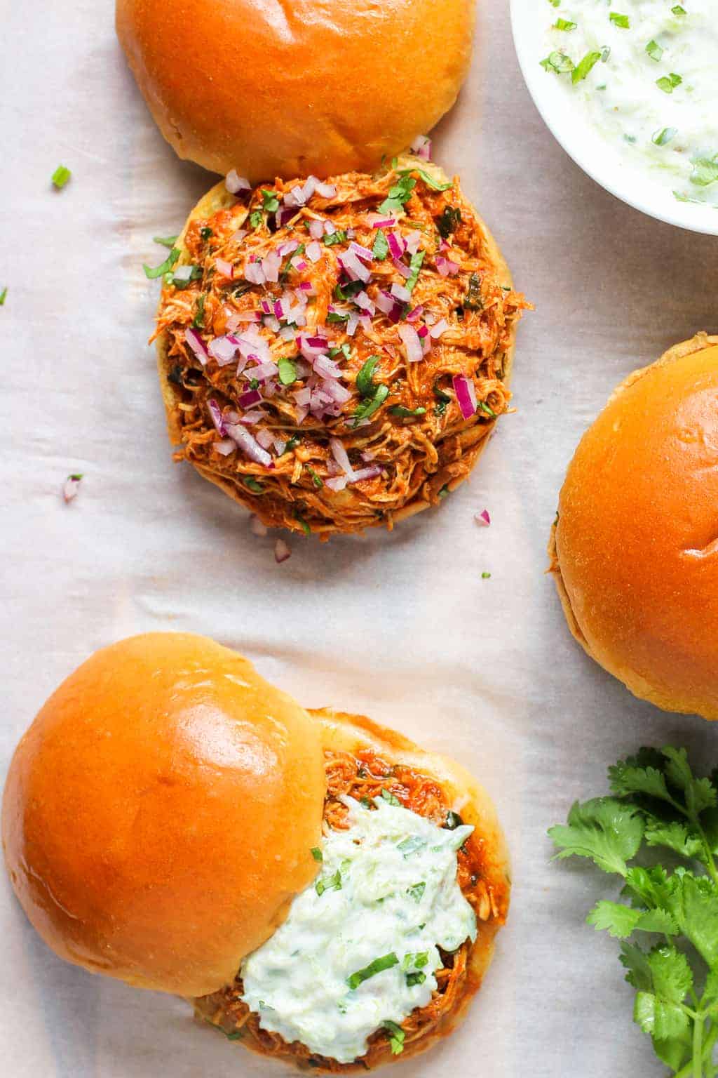 Pulled Butter Chicken Sandwiches - Ministry of Curry